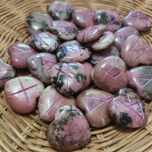 Rhodonite Heart Runes, Set of 25 Elder Futhark, Handmade, Offers $67.50 ...