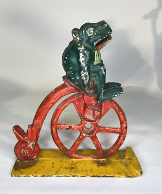 Professor Pug Frog on High Wheel Bicycle Mechanical Money Box Top Cast ...