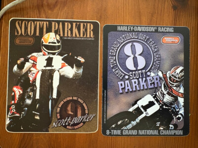 Two vintage Scotty Parker Harley Davidson flat track decals stickers | eBay