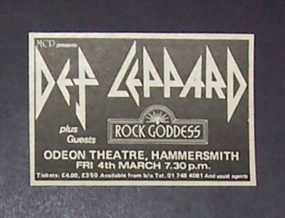Def Leppard Pyromania Tour Odeon London 1983 Mini Poster Type Concert ...