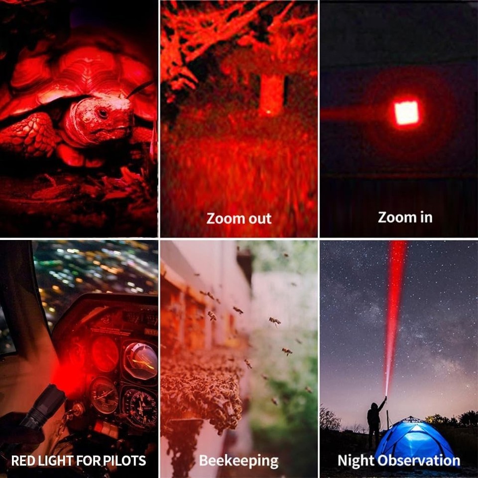 4 Color Light Source Flashlight 1000LM Hunting LED Light Zoom Torch USB ...