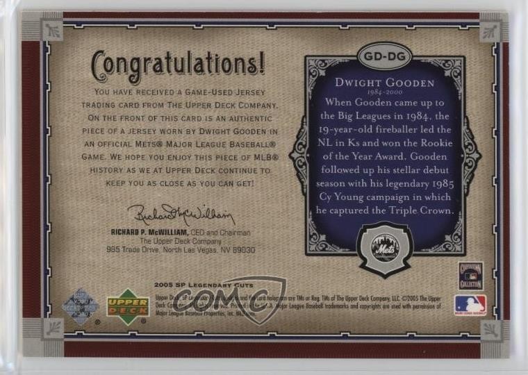 2005 SP Legendary Cuts Glory Days Jerseys Dwight Gooden #GD-DG | eBay