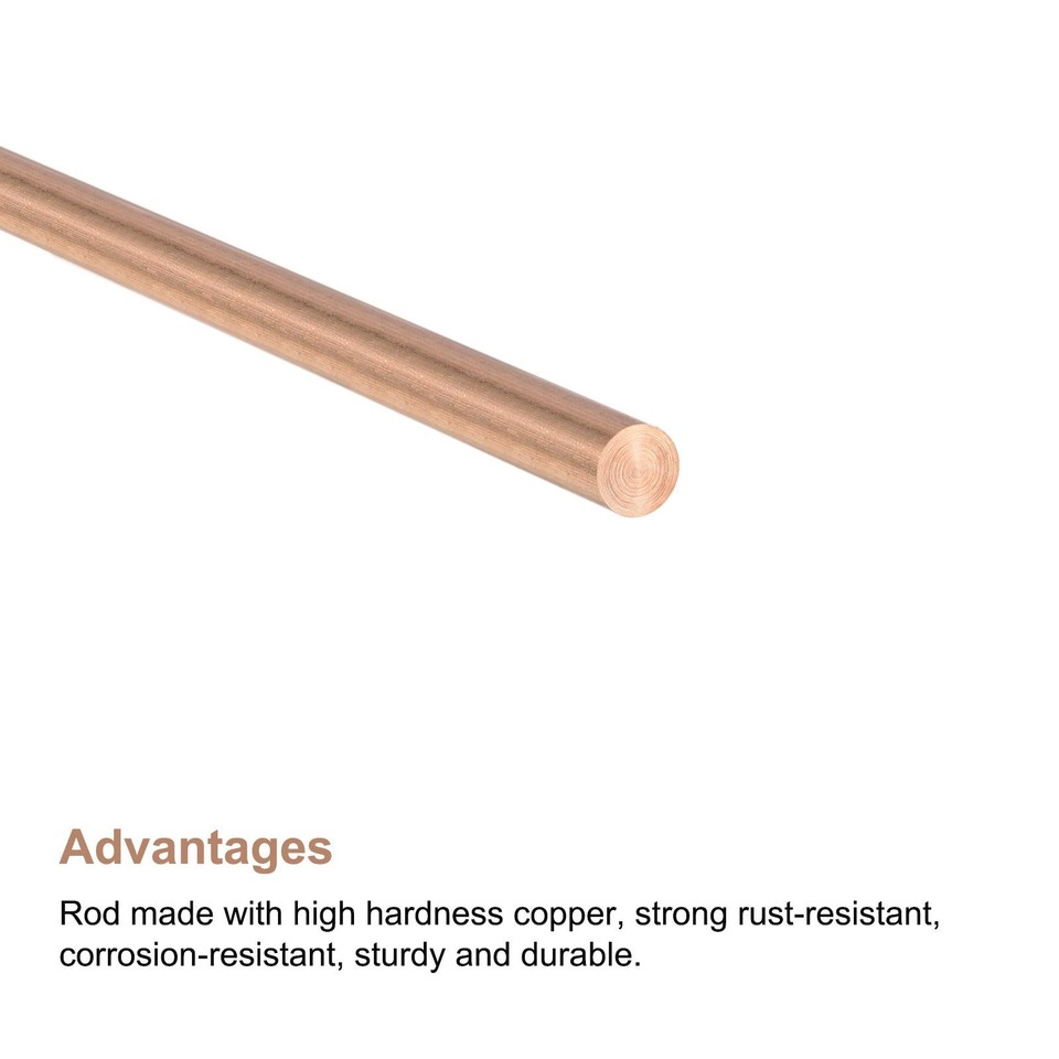 2mm Dia. 300mm Length Solid Copper Round Rod Lathe Bar Stock for DIY ...