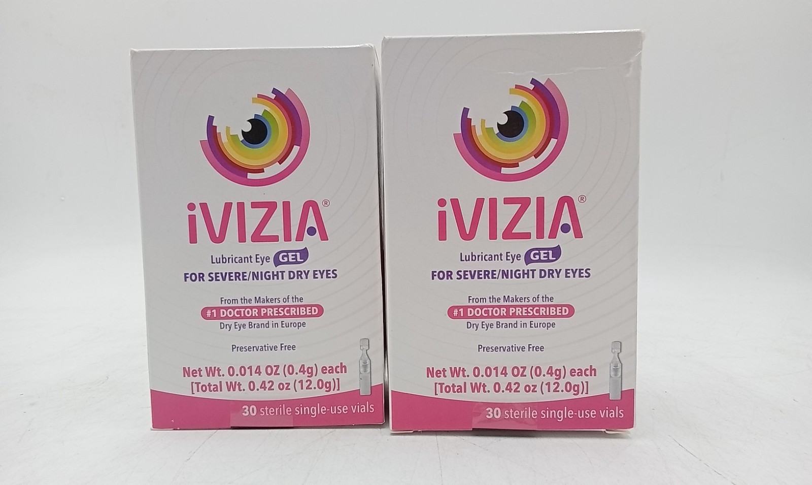 iVIZIA Lubricant Eye Gel Severe Dry Eye Relief .4 g 30 Count LOT OF 2 ...