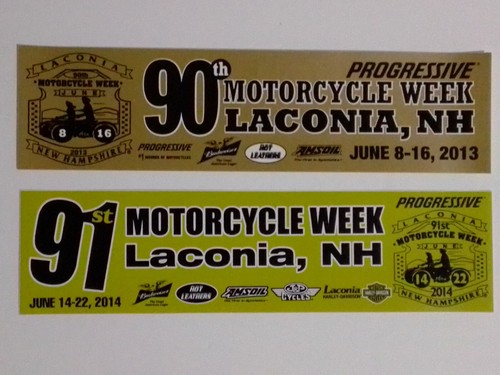 Laconia, NH Bike Week Bumper Stickers 90th & 91st, 2013 & 2014 ...
