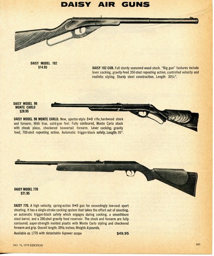 1979 Print Ad of Daisy Model 102 Cub, 98 Monte Carlo, 770 Air Rifle BB ...