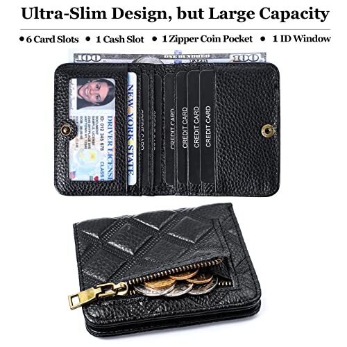 Womens Wallet RFID Blocking Small Compact Bifold Genuine Leather Pocket ...