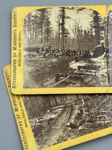 1880s LUMBER CAMP Minnesota Pinery STEREOVIEW Photo M NOWACK Antique ...