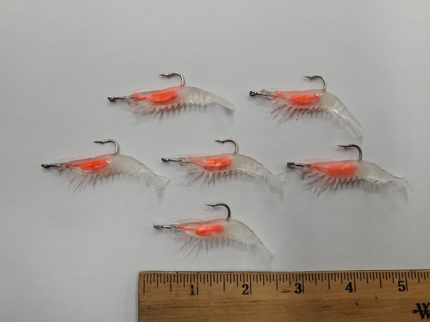 Lot of 6 Shrimp Flies/Lures - Clear - Size 1 - Soft Plastic - New | eBay