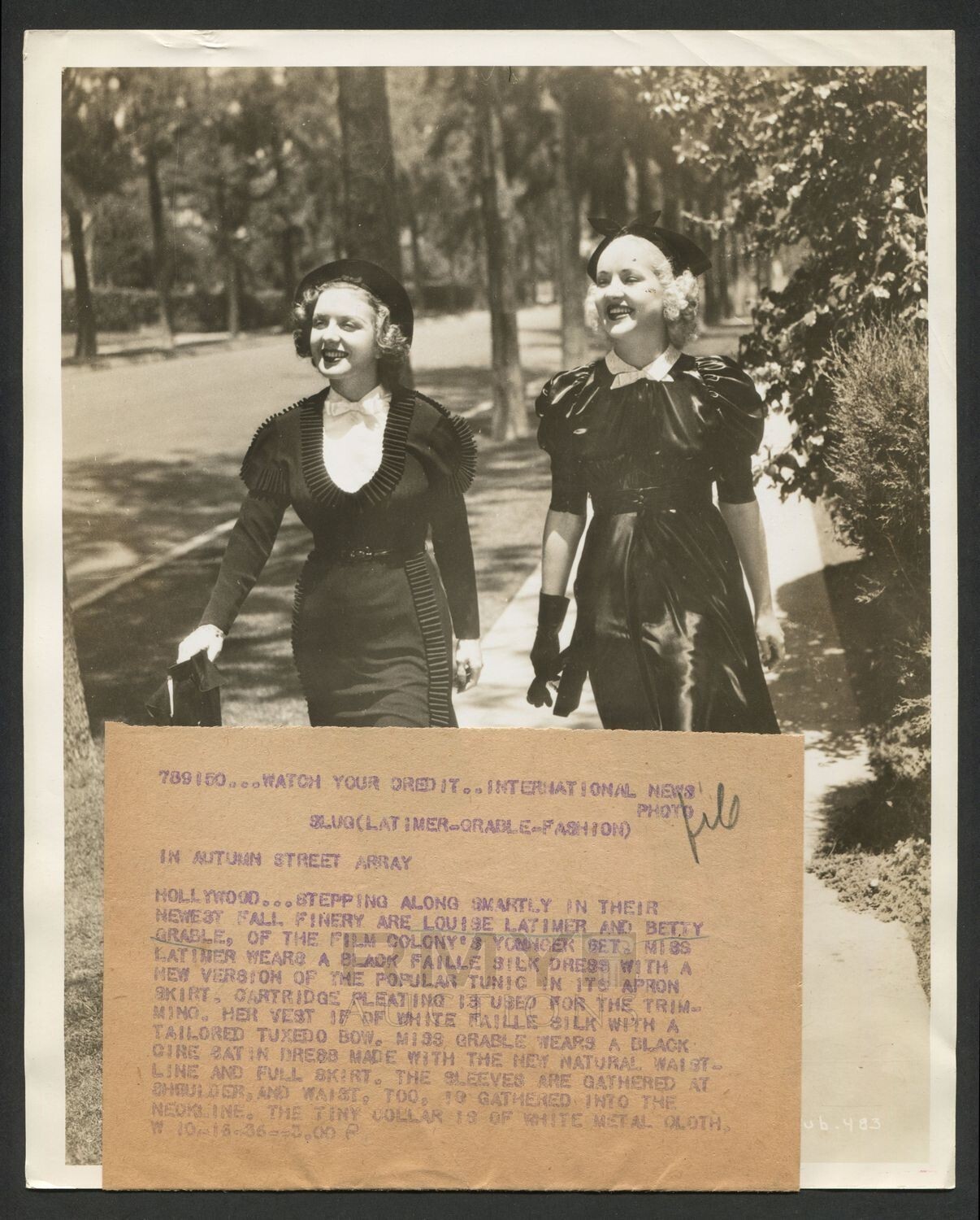 1936 Betty Grable, Extremely Early Photo in Hollywood (with Louise ...