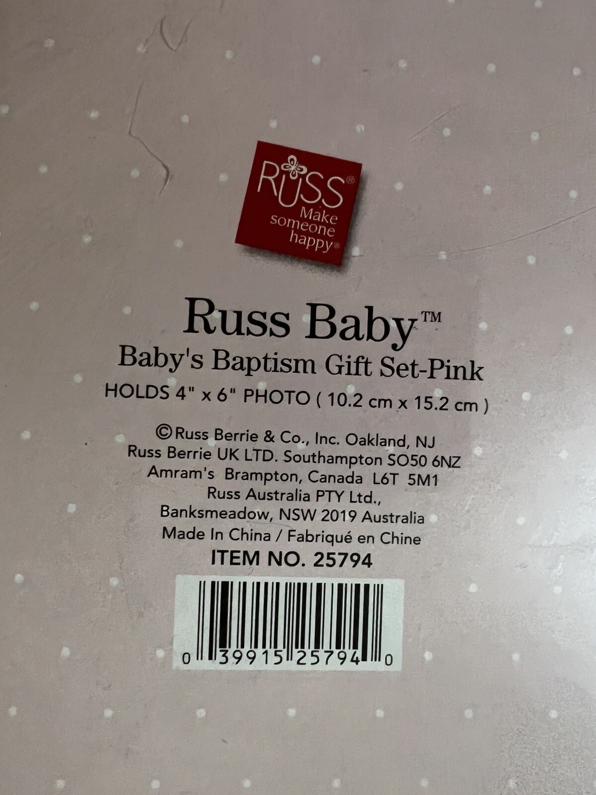 Russ Baby’s - Baby's Baptism Pink Gift Set - Cross & Picture Frame ...