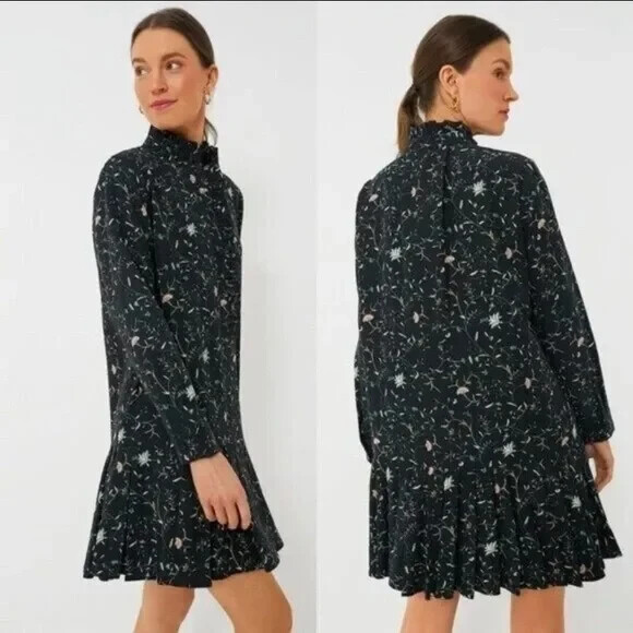 Tuckernuck NEW Black Vine Floral Mini Dress XX Large Tencel Linen Rayon ...