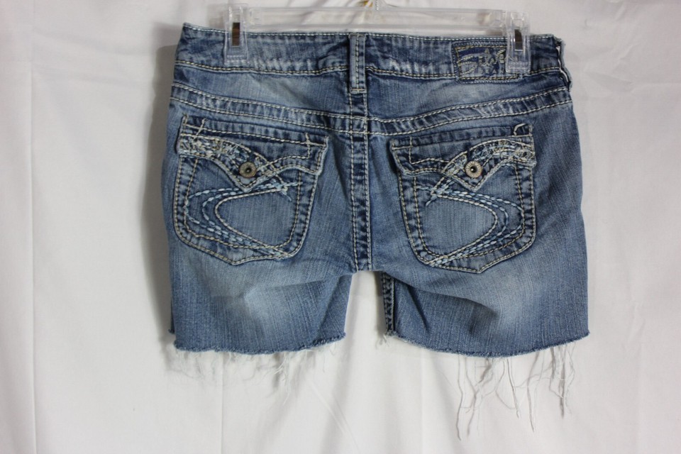 SILVER Jeans Cut Off Shorts 30x4.5 Women's Blue Denim Distressed Wide ...