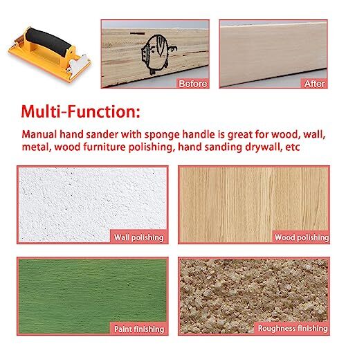 Hand Sander Sandpaper Holder with Sponge Handle 7 x 3.5 inch Manual ...