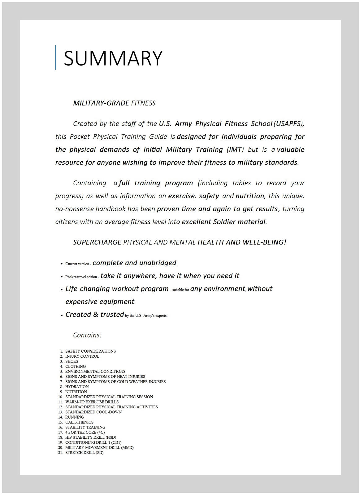 Carlile Military Library: The Official US Army Pocket Physical Training ...