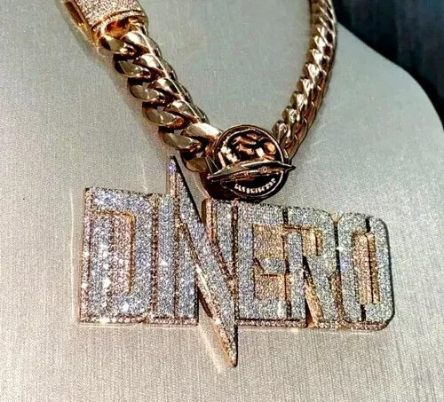 6 Ct Round Simulated Diamond Customized Name Pendant 925 Silver Gold ...