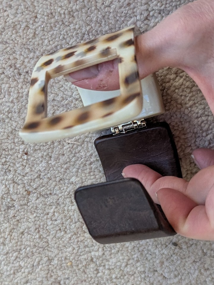 Beautiful wide hinged bangle dark wood and animal print | eBay UK