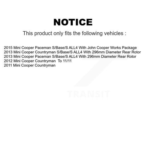 Rear Disc Brake Rotor & Semi-Metallic Pad Kit For Mini Cooper ...