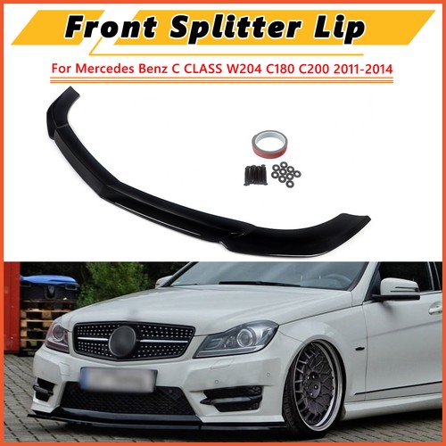 Front Spoiler Splitter Gloss Black Lip For 2011-2014 Benz C Class W204 ...