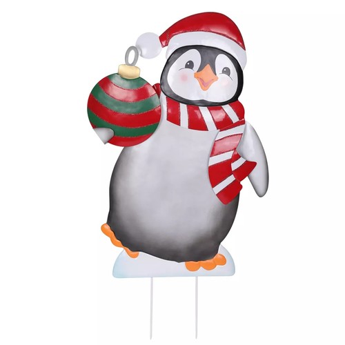 24in Metal Christmas Penguin Yard Art Decorative Holiday Scene Props | eBay