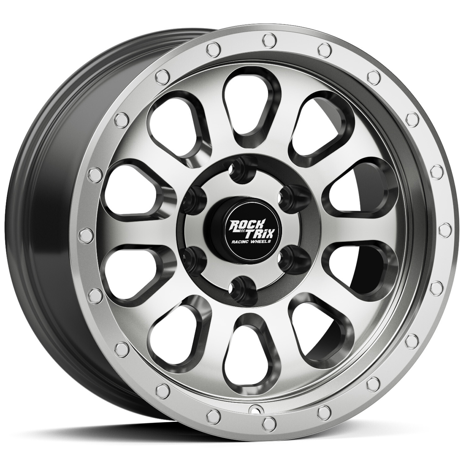 17" RockTrix RT111 17x9 -12 Machined Gunmetal Wheel 6x135 Rim for 04 ...