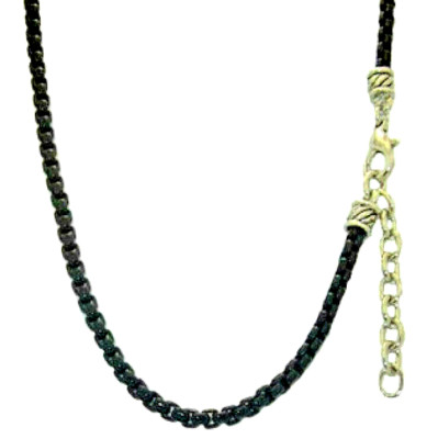 chain black cable adjustable link necklace silver lobster claw pendant ...