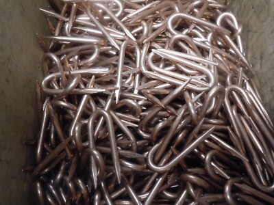 500 HUBBEL 9153 COPPER WIRE STAPLE 3/8" 1-3/4" copper C round point ...