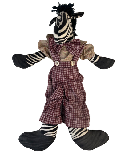 Hand Crafted American Folk Art Zebra Rag Doll w Bow Tie Suspenders ...
