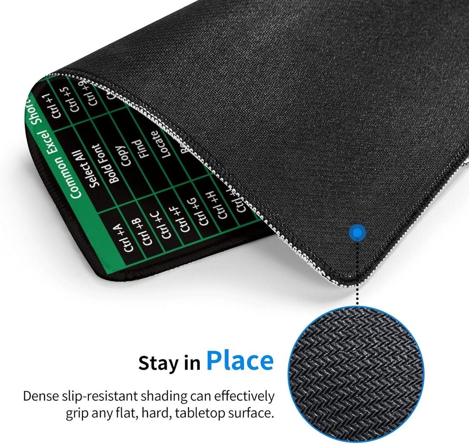 Excel Cheat Sheet Desk Pad - Word/Excel Shortcuts Mousepad, Small ...