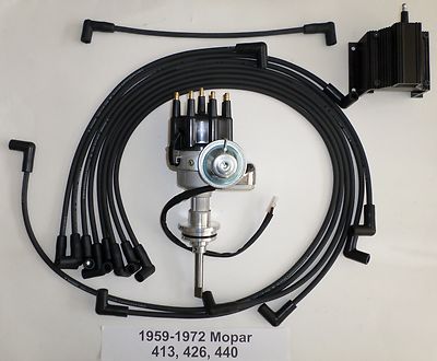 MOPAR 413-426-440 BLACK SMALL Cap HEI Distributor + 50K COIL +Spark ...