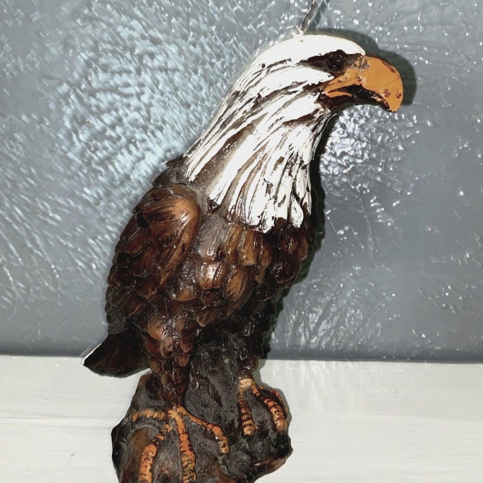 Large Eagle Wax Candle Hand-Carved /Hand-Painted Bald Eagle Bird 7 ...