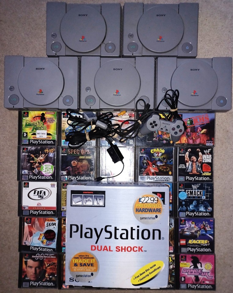 Sony PlayStation 1 (PS1) Consoles x5 Grey + 25 Games Bundle Retro ...