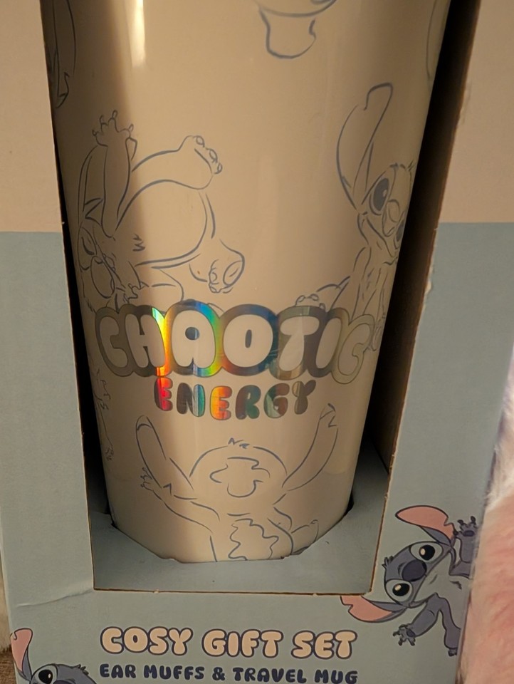 Disney Stitch Reusable Mug and Earmuffs Gift Set Official Merchandise ...
