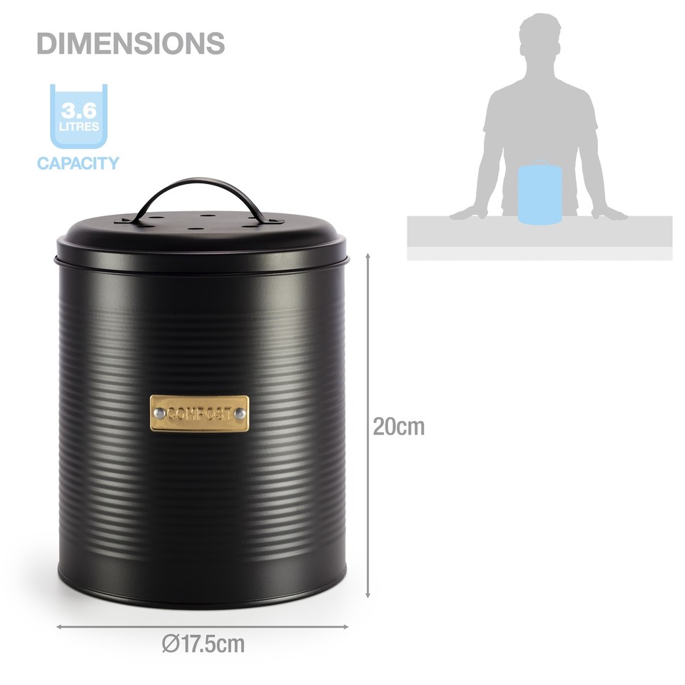 Compost Bin with Lid for Kitchen Countertop, Food Composter Can, 3.6L ...