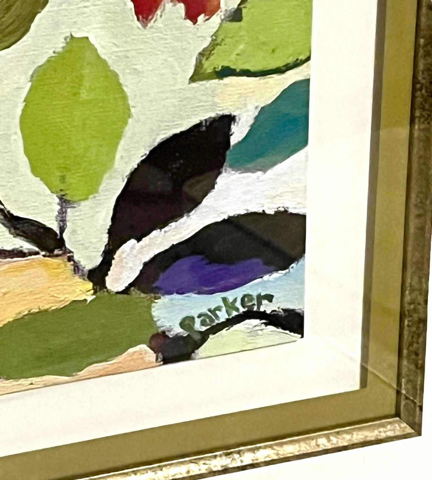 Kim Parker Framed Art 27x27 Floral Tile I Flowers Signed Wall Hanging ...