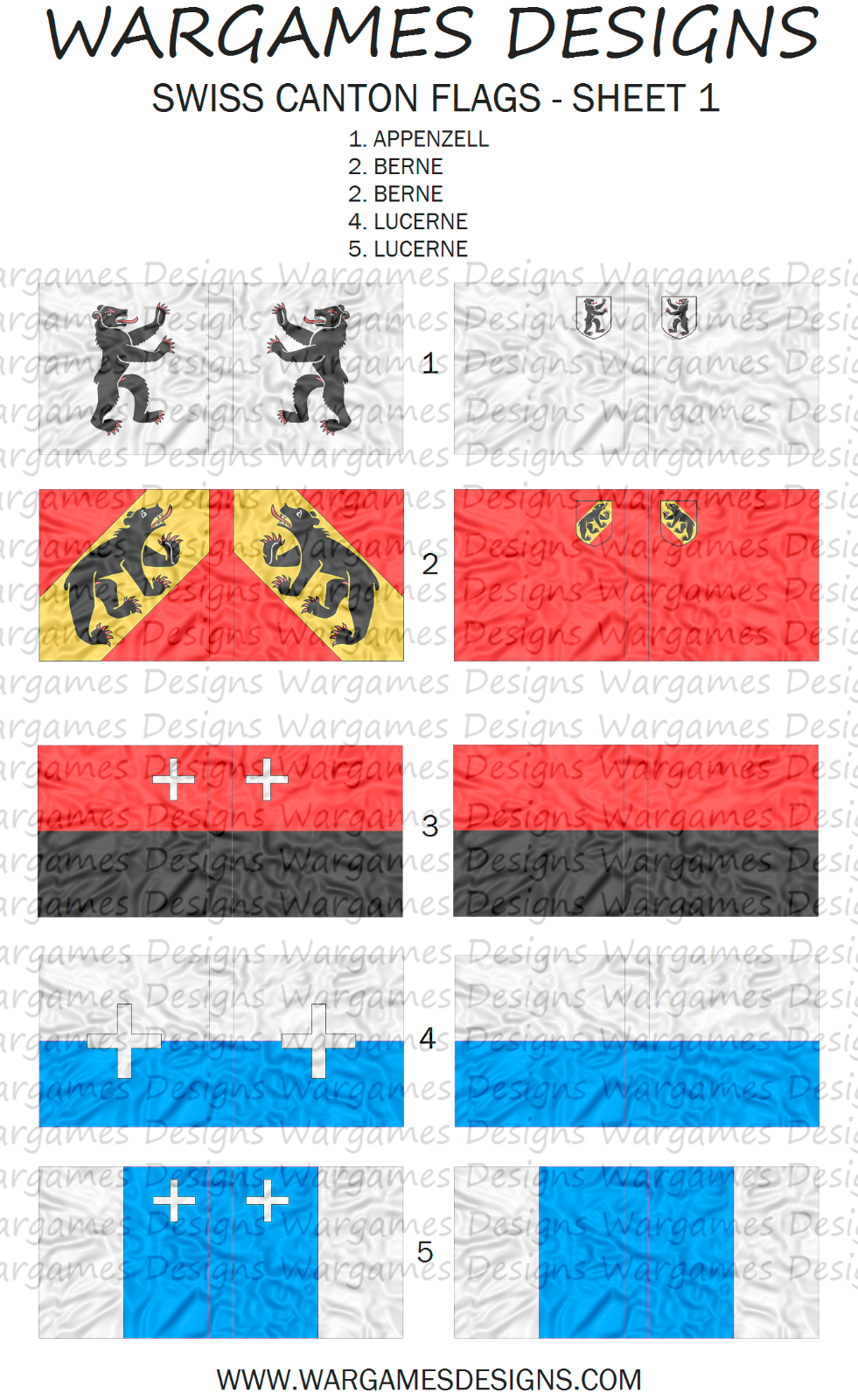 15mm Swiss Canton Flags - Sheet 1 - Pike & Shotte, FOG, DBR, Impetus ...