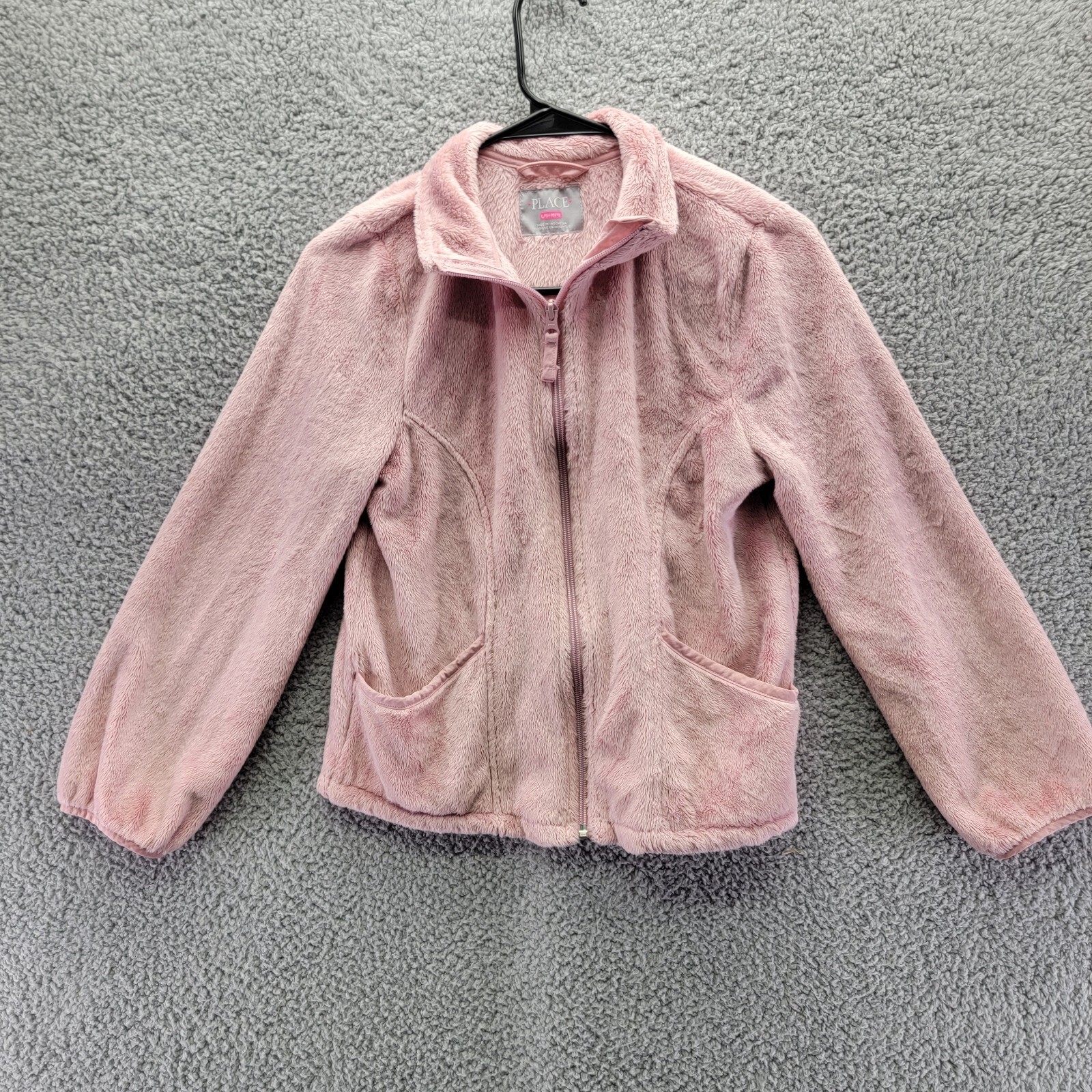 The Childrens Place Faux Fur Light Blue Full Front Zip Jacket Girls 10/ ...