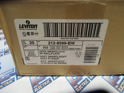 Leviton 8599-BW (BOX OF 20) Duplex GFI Receptacle 15 Amp 125 Volt White ...