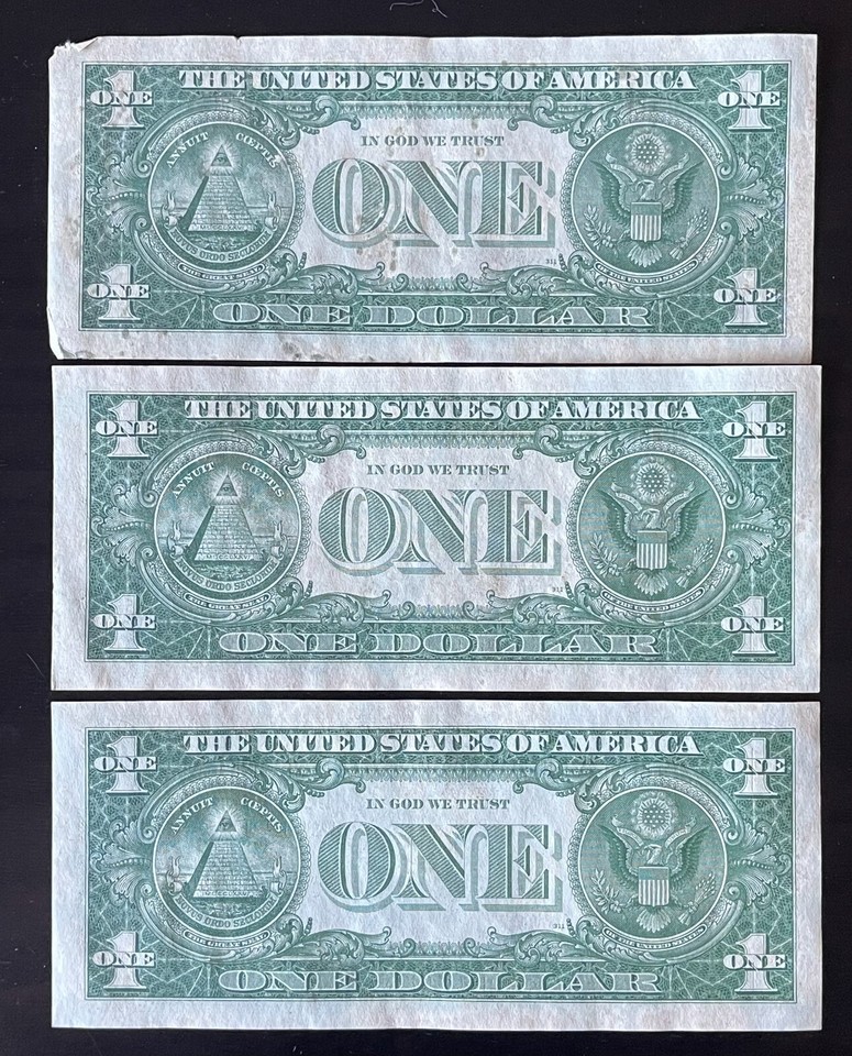 1957 $1 Silver Certificates - Three Consecutive Notes - Fr. 1619 | eBay