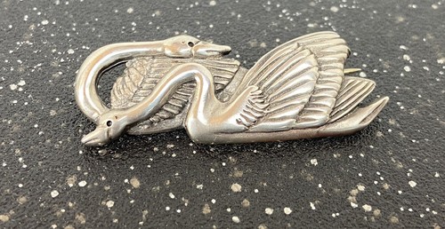 HAND & HAMMER USA STERLING SILVER SWAN BROOCH Pin MATTE -FINISH | eBay