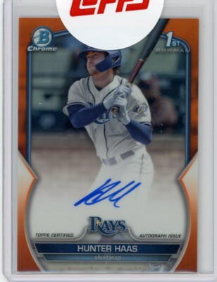 Hunter Haas 2023 1st Bowman Chrome Draft autograph orange refractor #'d ...