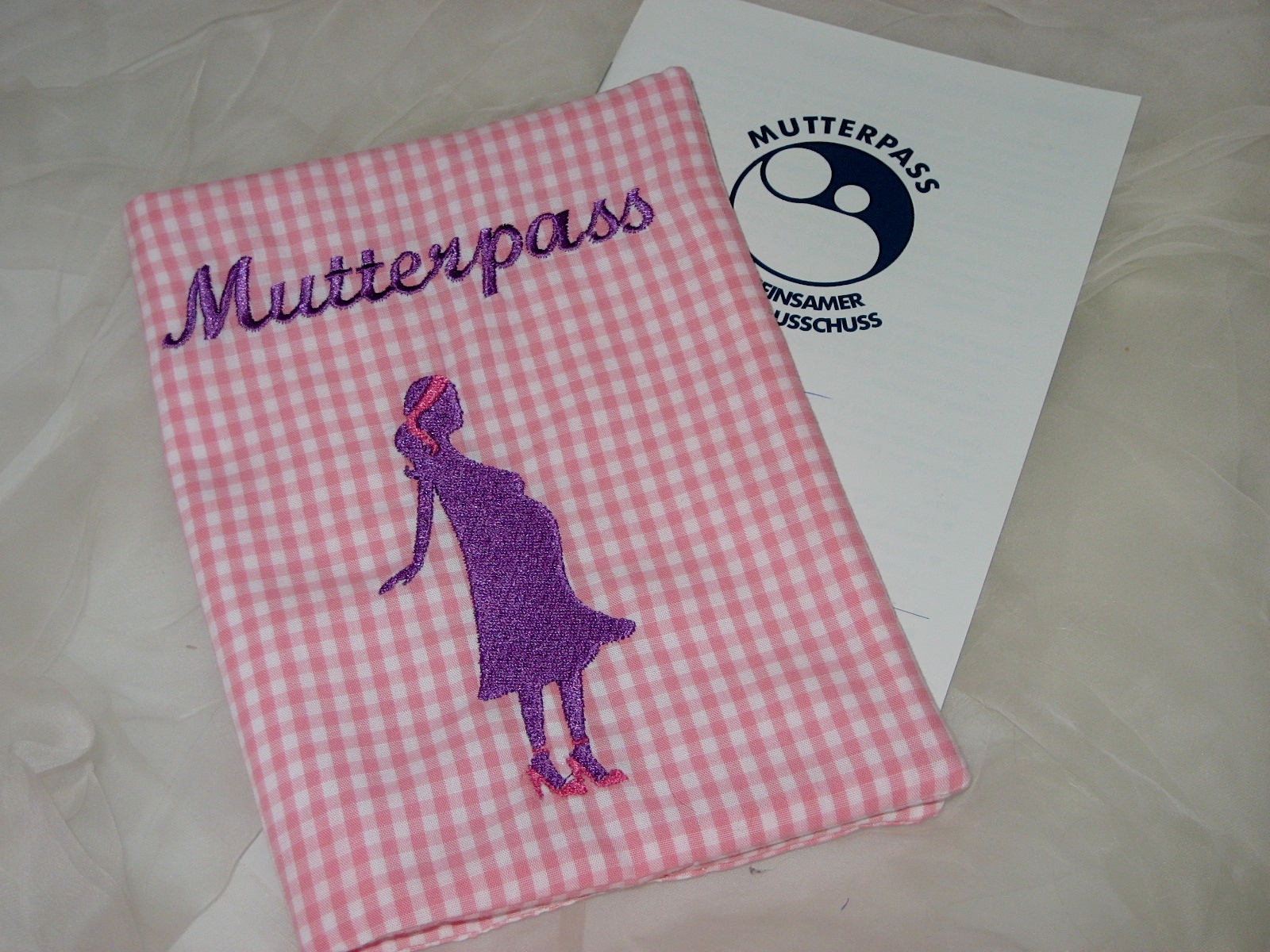 Hülle für Mutterpass, Mutterpass-Hülle , rosakariert, Geschenk ...