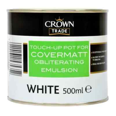 CROWN TRADE COVERMATT OBLITERATING EMULSION - WHITE 500ml TOUCH UP POT ...