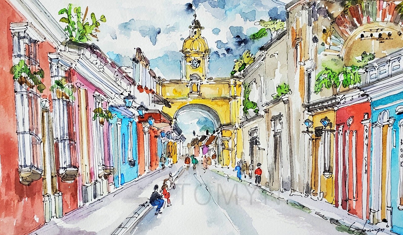 ANTIGUA. GUATEMALA. Old TownGuatemala Print. Spanish Architecture Wall ...