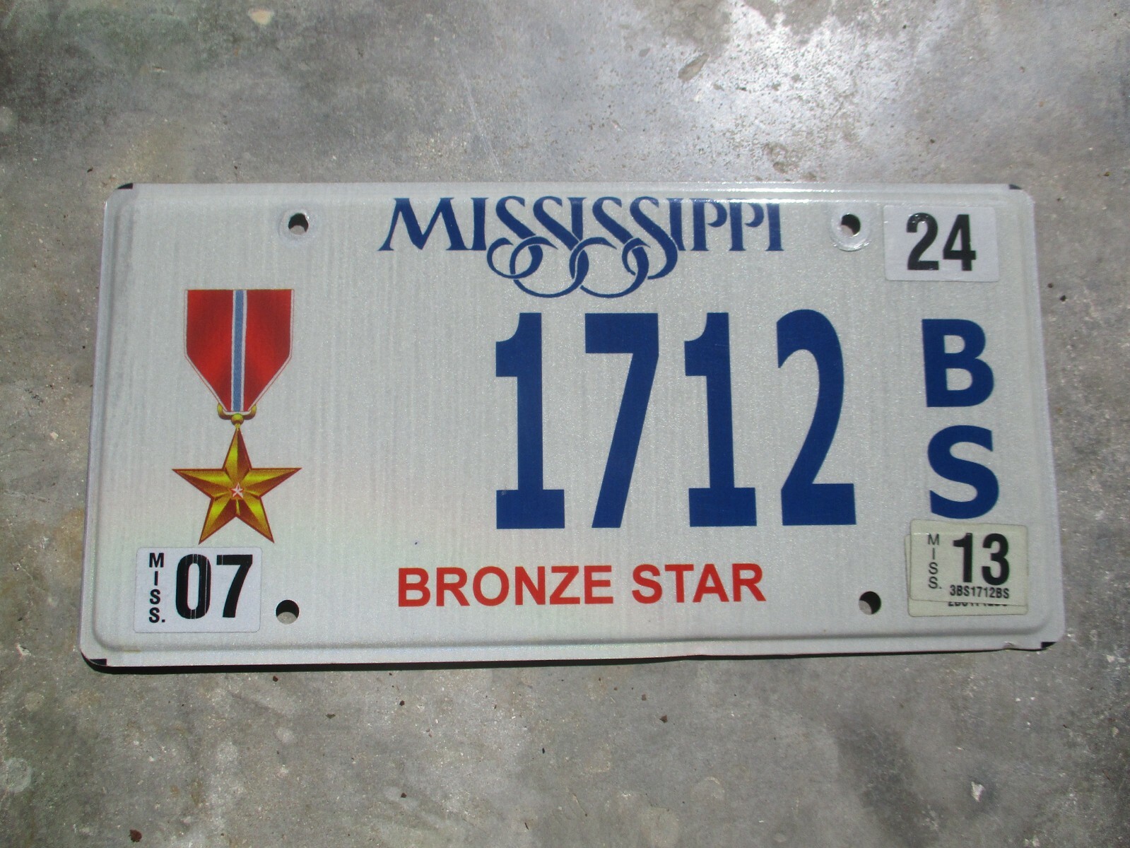 Mississippi 2013 Bronze Star license plate # 1712 | eBay