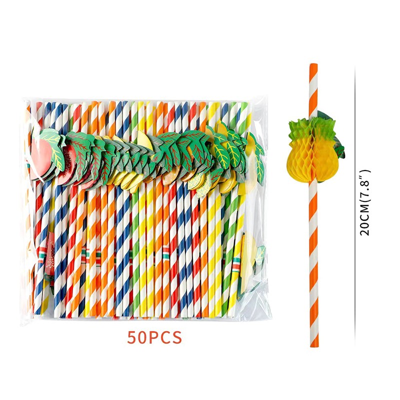 50pcs/lot 20cm 3D Fruit Cocktail Straws Paper Straws Drinking Party Bar ...