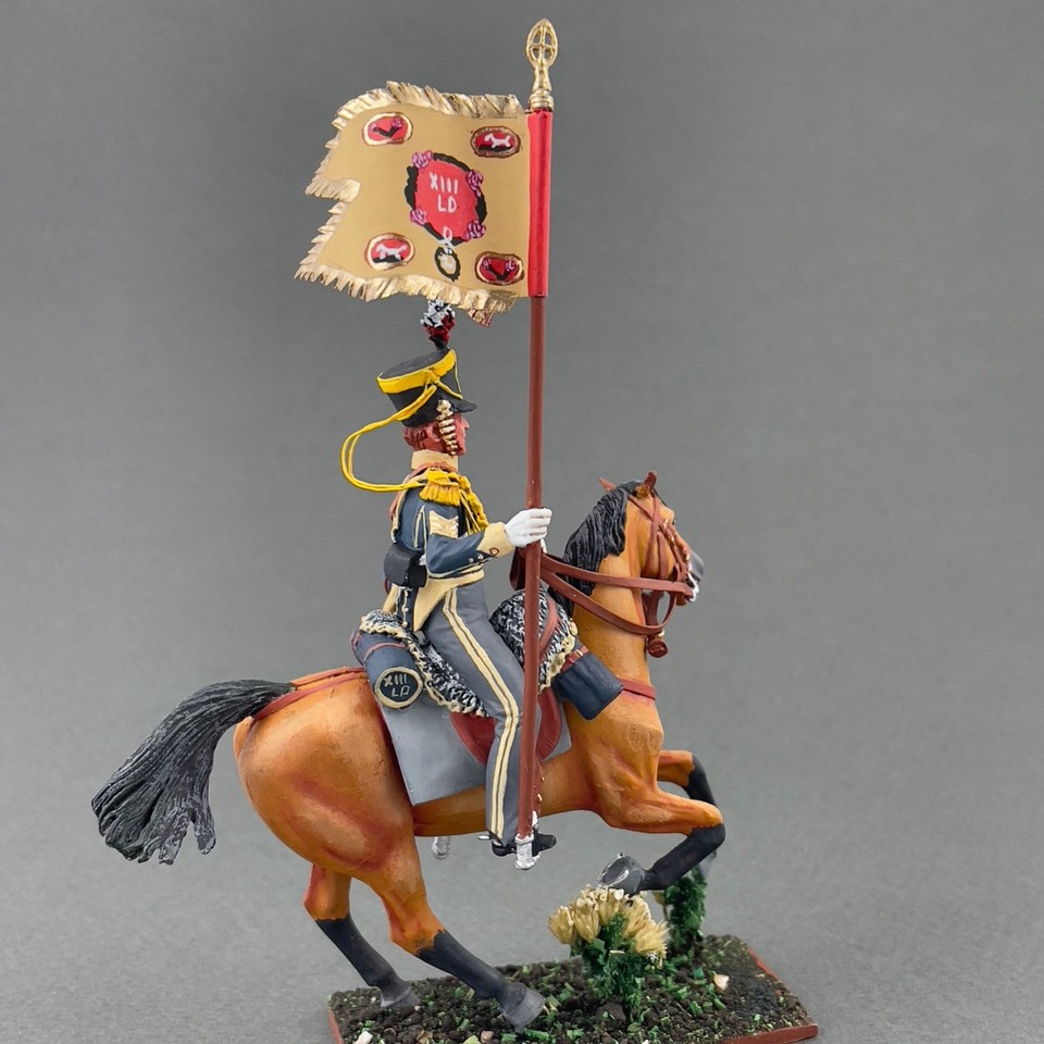 Painted Napoleonic metal soldier 1/30, British 13th Light Dragoons VID ...