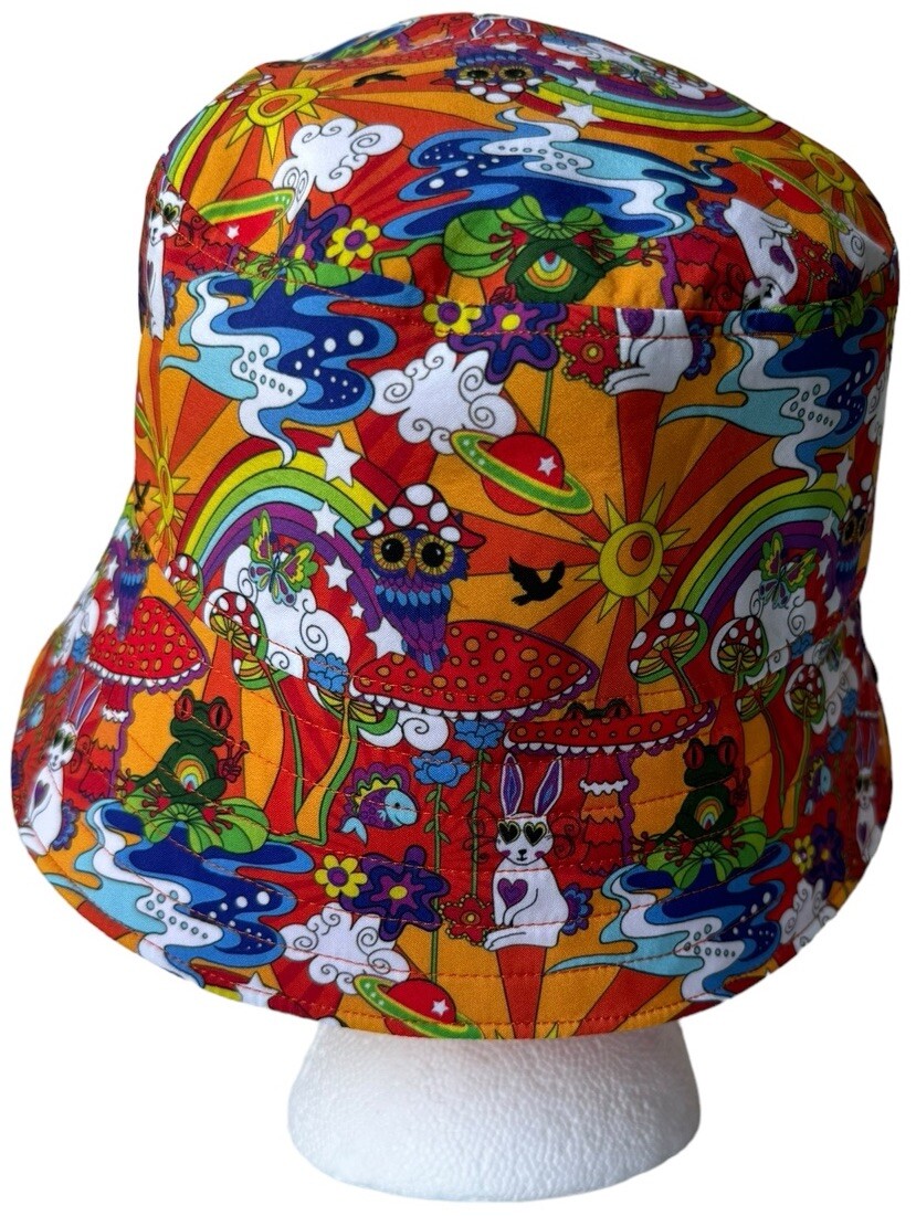Psychedelic Hat Adult Multicolor Bucket Peace Rainbow 70s Trippy Stan ...