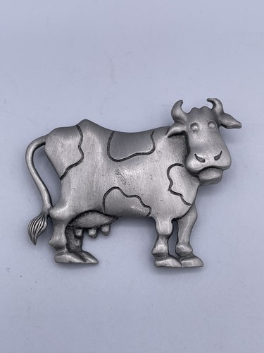 Vintage JJ Jonette 1988 Cow/Bovine Pewter Tone Metal Brooch Pin | eBay