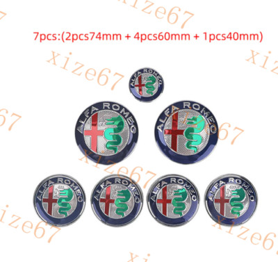 Silver ALFA ROMEO Hood Trunk Hubcaps Steering Wheel Emblems Badges ...